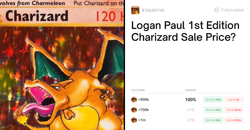 Logan Paul 1st Edition Charizard Sale Price? Predictions ... | Polymarket