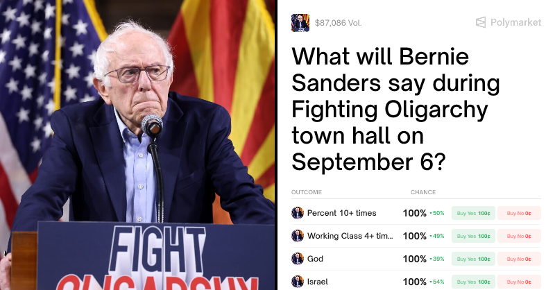 What will Bernie Sanders say during Fighting Oligarchy to... | Polymarket
