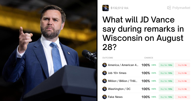 What will JD Vance say during remarks in Wisconsin on Aug... | Polymarket