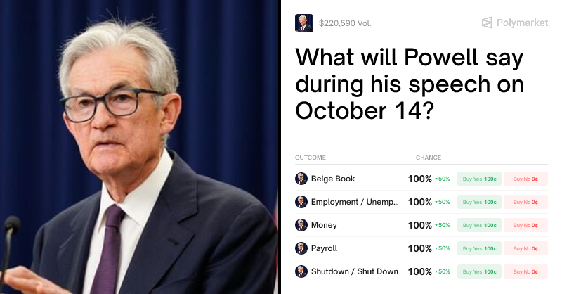 What will Powell say during his speech on October 14? Pre... | Polymarket