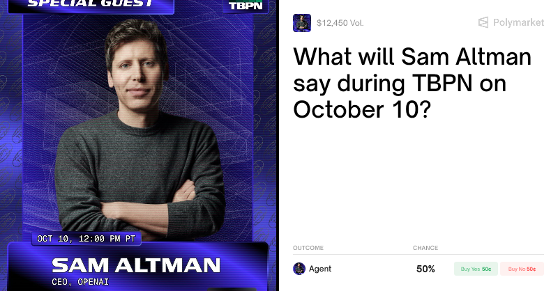 Polymarket | What will Sam Altman say during TBPN on Octo...