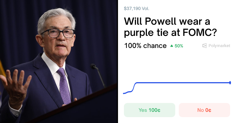 Will Powell wear a purple tie at FOMC? Predictions & Odds... | Polymarket