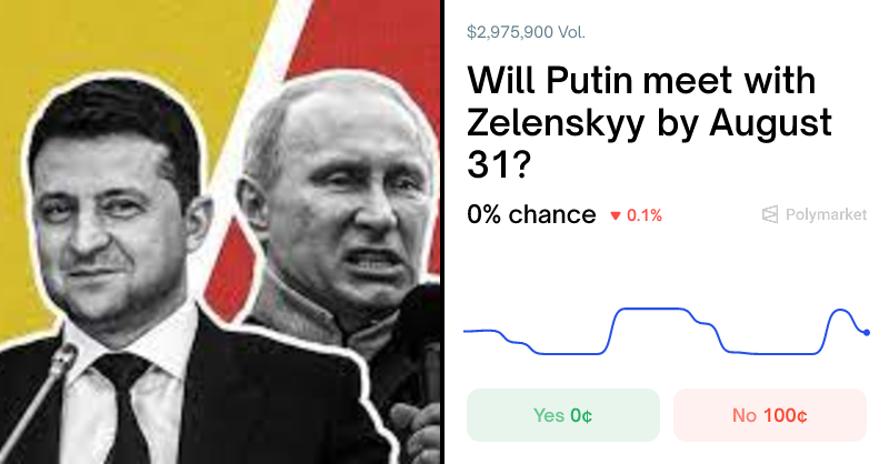 Will Putin meet with Zelenskyy by August 31? Predictions ... | Polymarket