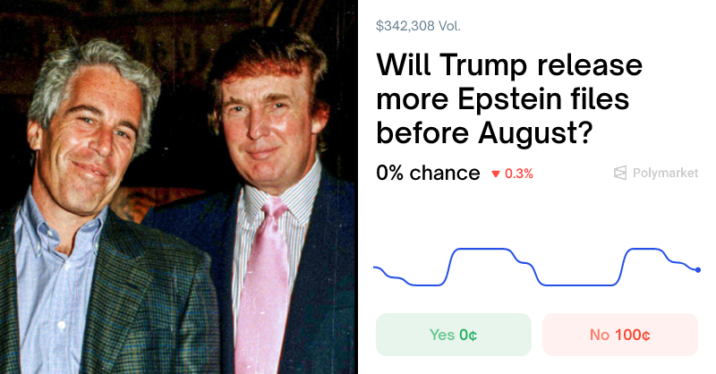 Will Trump release more Epstein files before August? Pred... | Polymarket