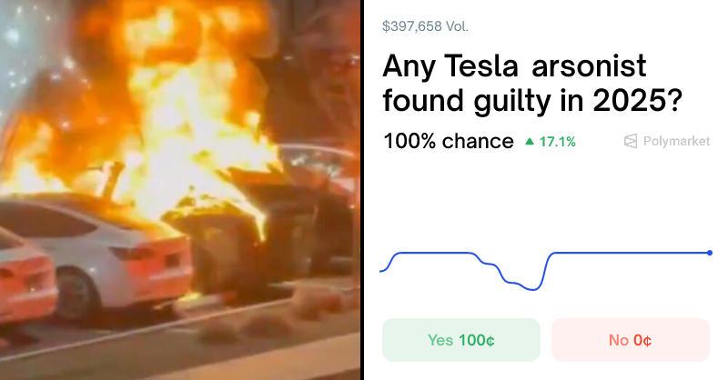 Any Tesla arsonist found guilty in 2025? Odds & Predictio...