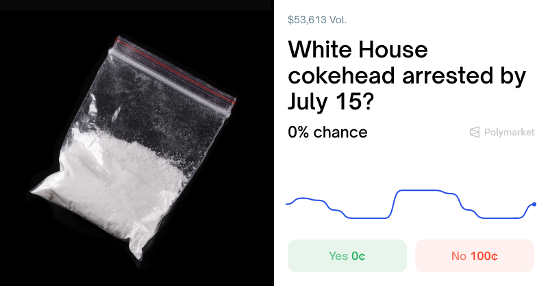 Polymarket | White House cokehead arrested by July 15?