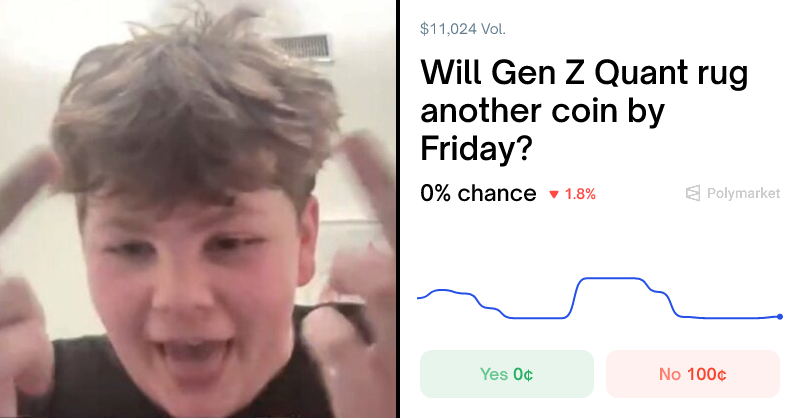 Polymarket | Will Gen Z Quant rug another coin by Friday?...