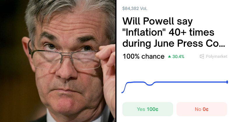 Polymarket | What will Powell say during June Press Confe...